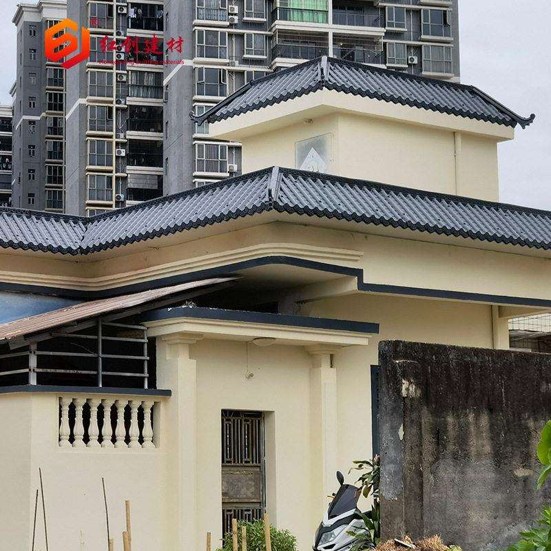 仿古瓦树脂瓦片一体屋檐屋顶装饰塑料小青瓦古建中式假门头围墙瓦
