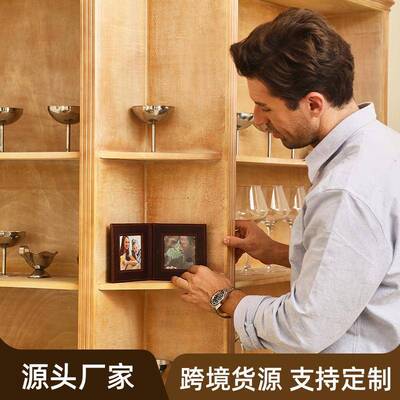 全粒可contacts面牛皮作相办框手工制折叠便携式公桌面摆台相片夹