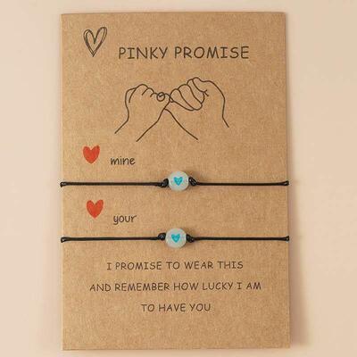 2Pcs/Set Pinky Promise Bracelets Friendship Couple Matching