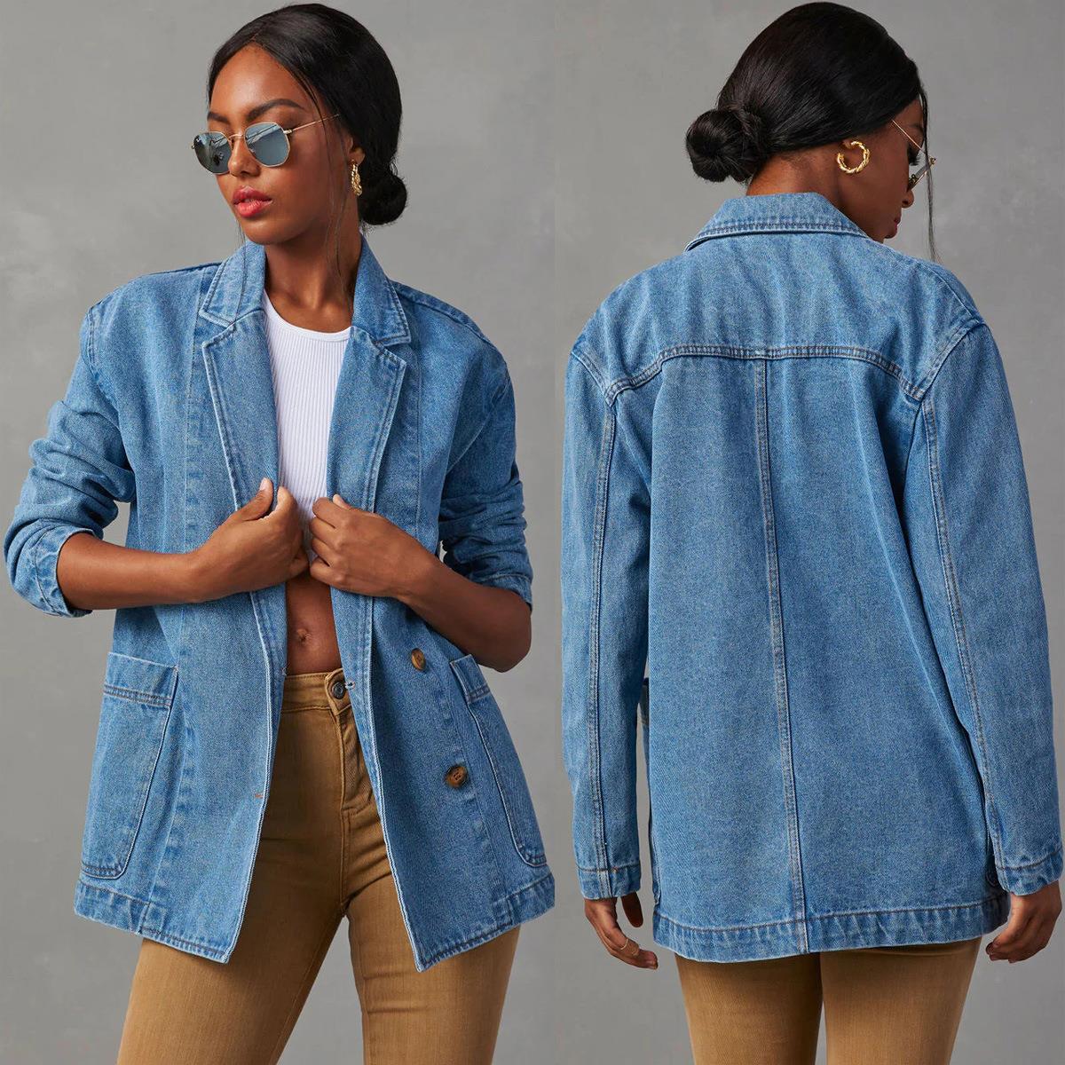 Blue denim women's suit jacket