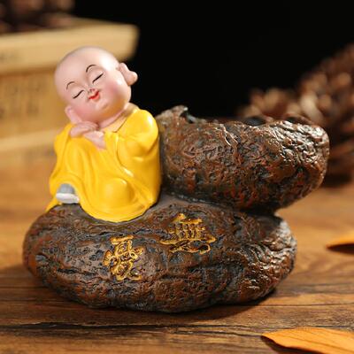 正品创公意小和尚花器摆件可爱意公仔家居饰办室装书房禅摆设送朋