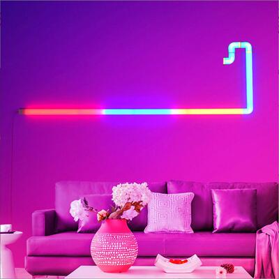 跨境新款智能氛围壁灯RGBIC幻彩拾音节奏灯造型墙角灯LED拼接壁灯