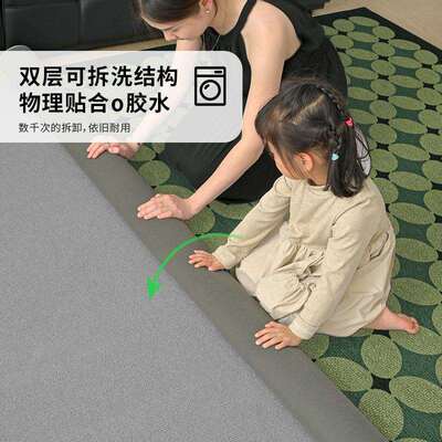 拆洗音地毯客厅新款绿色中风kvx25725大面积全可铺双层隔沙发地垫