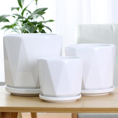 flowerpot ceramic simple large indoor plant pot with tray