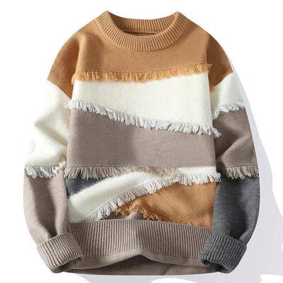 Men's Patchwork Color Block Pullover Sweater