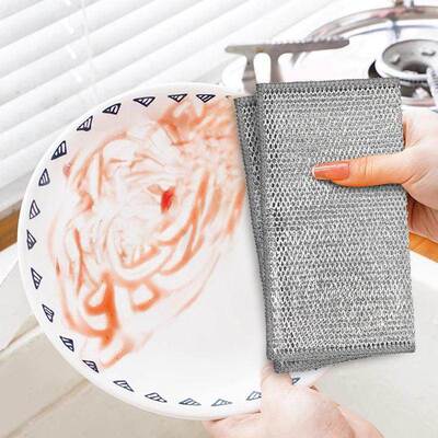 Double-sided silver wire mesh kitchen stove cleaning cloth,