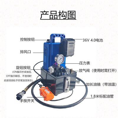 锂电款ZCT-700A手动回油单回路超高压液压油泵1.1KW36V油压机保压