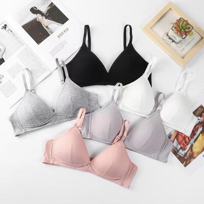 fourpiece set simple solid color nowire girls underwear