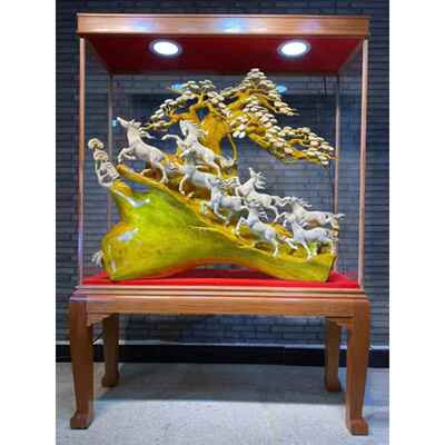 金南木雕，八匹马，男风马，成功，大根雕，客厅，商店，会所，公
