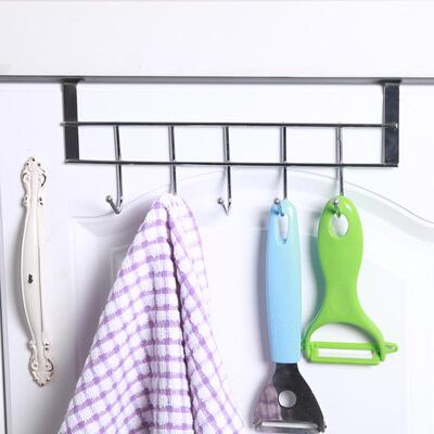 **Stainless Steel Cabinet Door Back 5-Hook Rack**  Screwless