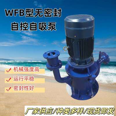 WFB无密封自控自吸泵304不锈钢防爆化工泵无泄漏立式自吸泵排污泵