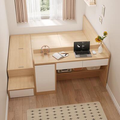 多儿童房榻榻床带米书桌柜一体定制单多人床踏YBA板功能地台储物