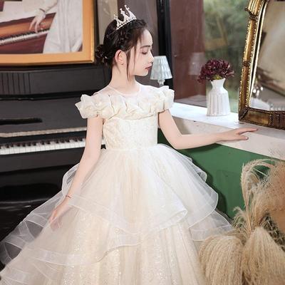 正品儿童版礼服长蓬蓬网纱女童公裙花童钢琴出服小女主孩演表演服
