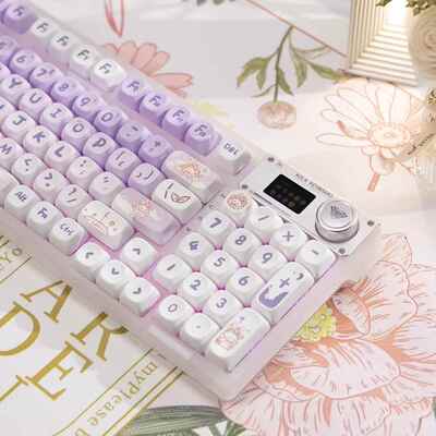 狼蛛F98pro透明客制化机械键盘三模无线蓝牙带屏幕旋钮麻将音静音