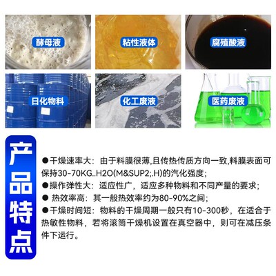 食品母全 自动状大型滚筒干燥机浆酵料脱水设备 刮片ICA片刮板干