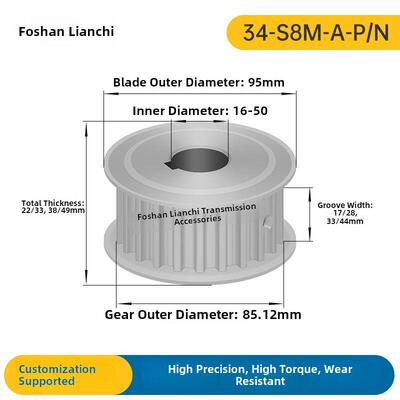S8M34齿 两面平同步轮AF型 高扭矩同步皮带轮34S8M300-A-N12-30