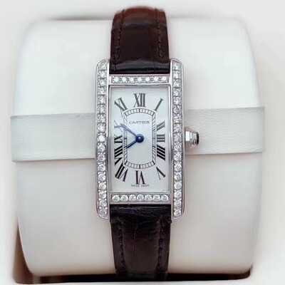 [9.8新]卡地亚坦克系列WSTA0016外圈后镶钻石英19*34.8mm女表