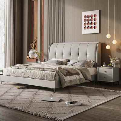 直厂家销意式轻奢体皮艺床新软0820款现代租简约酒店公寓出房实木