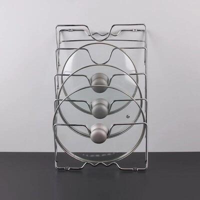 Silver multifunctional wall mounted pot lid rack多功能锅盖架