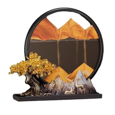 现代轻奢福禄金山流沙画玄关电视酒柜装饰品福禄金山摆件可印LOGO