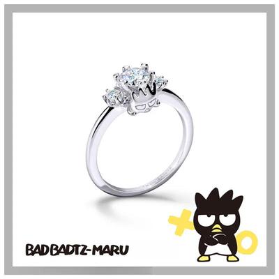 BADBADTZ系列-酷企鹅莫桑石单锆石戒指男女同款七夕节礼物可爱ins