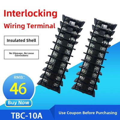 铜件TBC-10A接线器接线排端子台配挡板单层导轨组合式接线端子