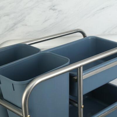 餐厅饭店三层食堂酒店不锈手推餐钢盘收车收010小推车餐车餐具碗