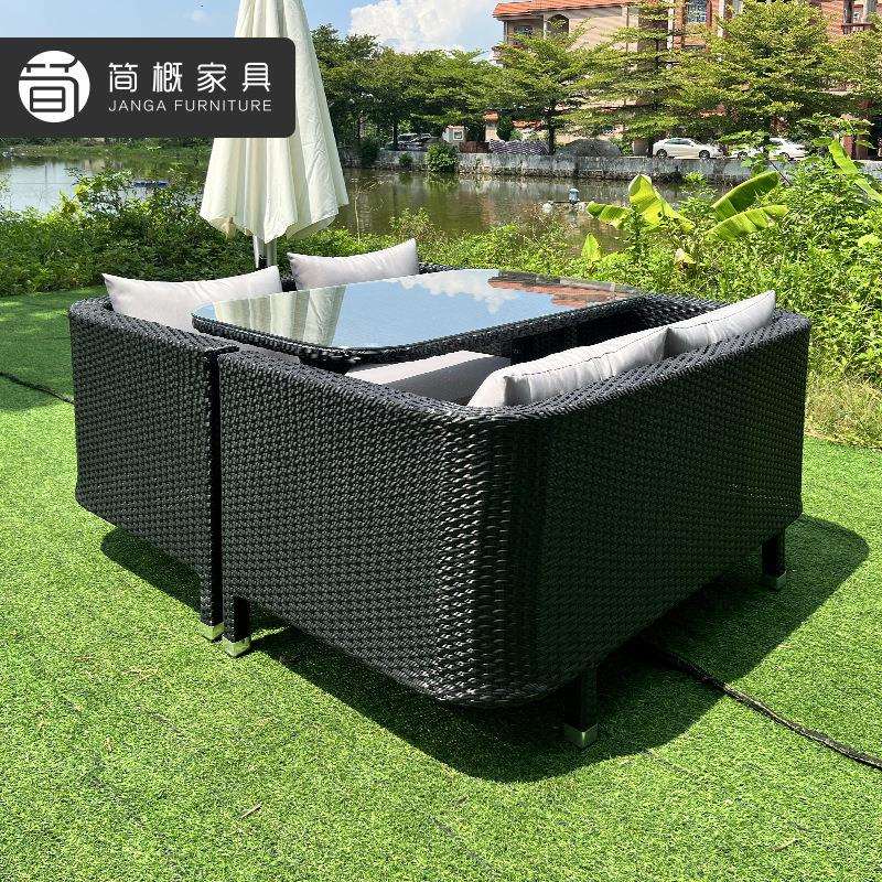 新款直销户外家具室外酒吧清吧咖啡厅奶茶店卡座藤编沙发餐厅商用