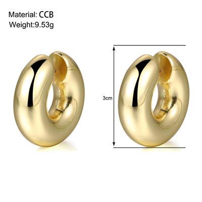 Women round hollow earrings without ear holes ear bone clip