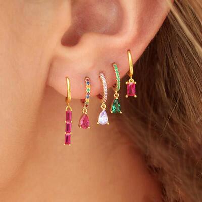 Multicolor Zircon Water Drop Small Hoop Earrings for Women S