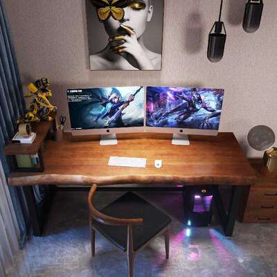 简约办公桌工台书房原作书写字T1021台桌子家用实木桌台木式电脑