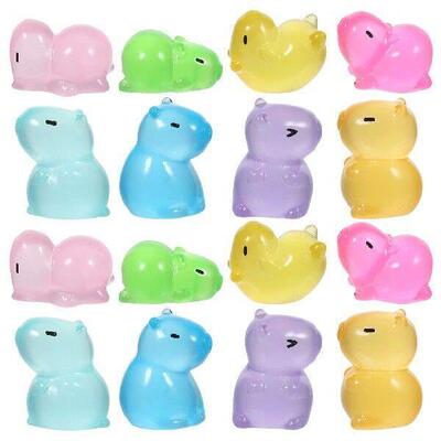 40 Pcs Luminous Ornaments Resin Mini Figures Shine Animals