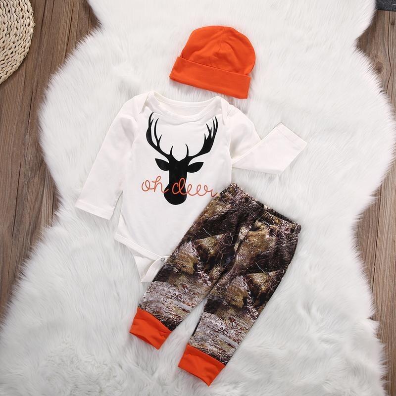 Z 13166 Christmas Deer Print Baby Clothes 圣诞麋鹿童装