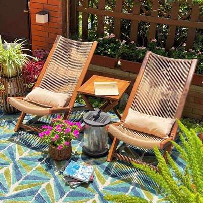 椅花园躺RMO院阳台家极用休闲晒太阳两用折叠靠背藤椅子户外庭桌