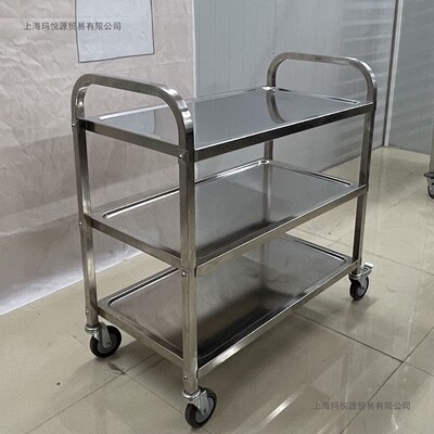 厚不锈钢餐车层层OPB收碗车大轮小推三车酒二店摆加摊双层推车两