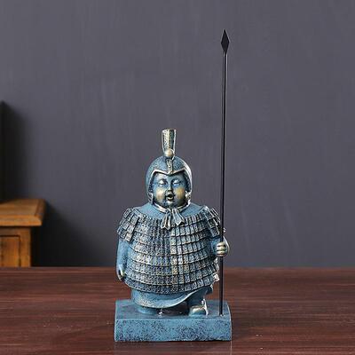 高档创搞古笑胖兵马俑复摆件新中客厅办公式室电视柜玄关家意居装
