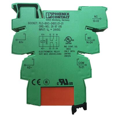 菲尼克斯继电器PLC-BSC-24VDC/21底座2967015+继电器2961192