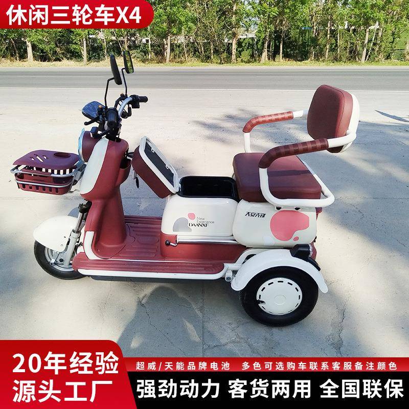 休闲三轮厂家接送孩子载人储物两座双排座椅舒适新款家用电三轮车