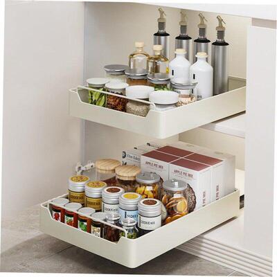 Non punching kitchen pull-out storage rack dish rack basket