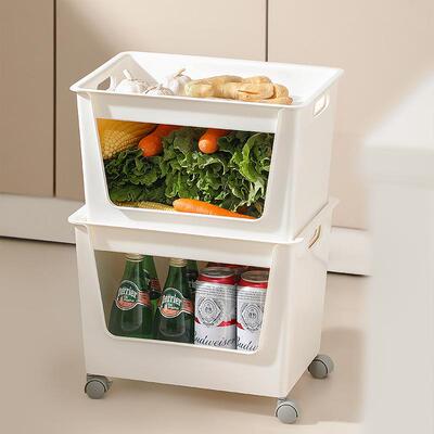 Rolling Under-Table Book Storage Box, Stackable with Lid, Mu