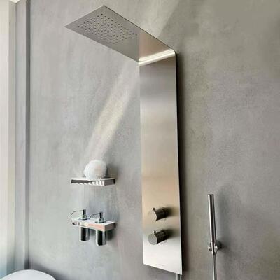 GESSI入墙式304不锈钢冷热花洒套装旋钮控制方形淋浴龙头现代简约