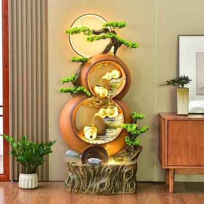 流水摆招财办公室公司风水客件山水假山流循环水水景观中厅MFU式