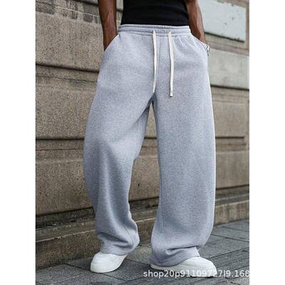 Pants Retro Fleece Loose Autumn Unisex Straight-Leg Wear