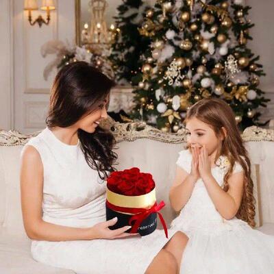 Preserved Roses Box Long Lasting Round-shaped Eternal Love