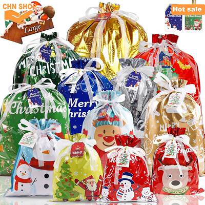 30PCS Christmas Drawstring Gift Bags,Wrapping Bag decoration