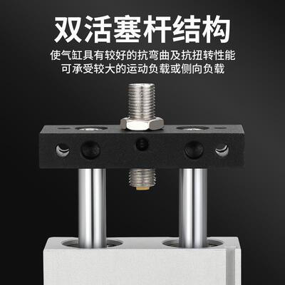 STMB双轴双杆双出往复滑台气缸可调行程气动10/16/2025-25/50/100