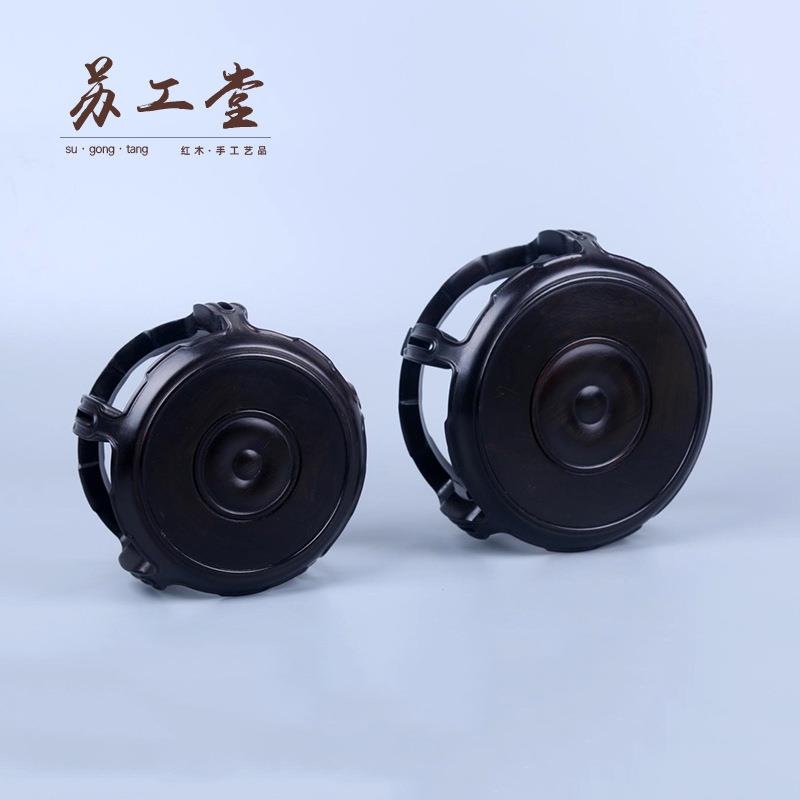 鼓型几紫光檀底座创意设计中式木质工艺品客厅花盆摆件工厂