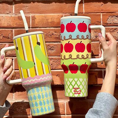 边集EDITOR大容量“保苹 安”“不蕉虑”吨吨吸管水杯保温保冷可