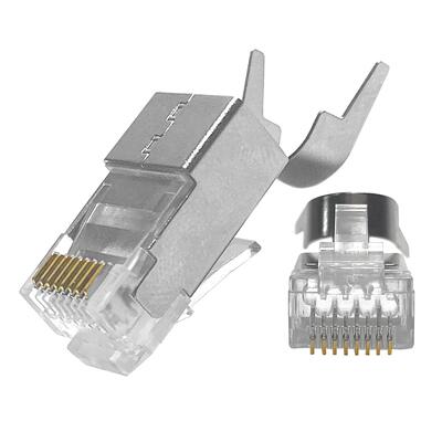 方贝 RJ45 CAT8带尾夹屏蔽网线接头1.5孔 STP八类万兆水晶头盒装