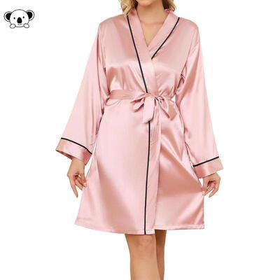 G 68670 Women Wedding Robe Elegant Sleepwear Satin优雅睡袍